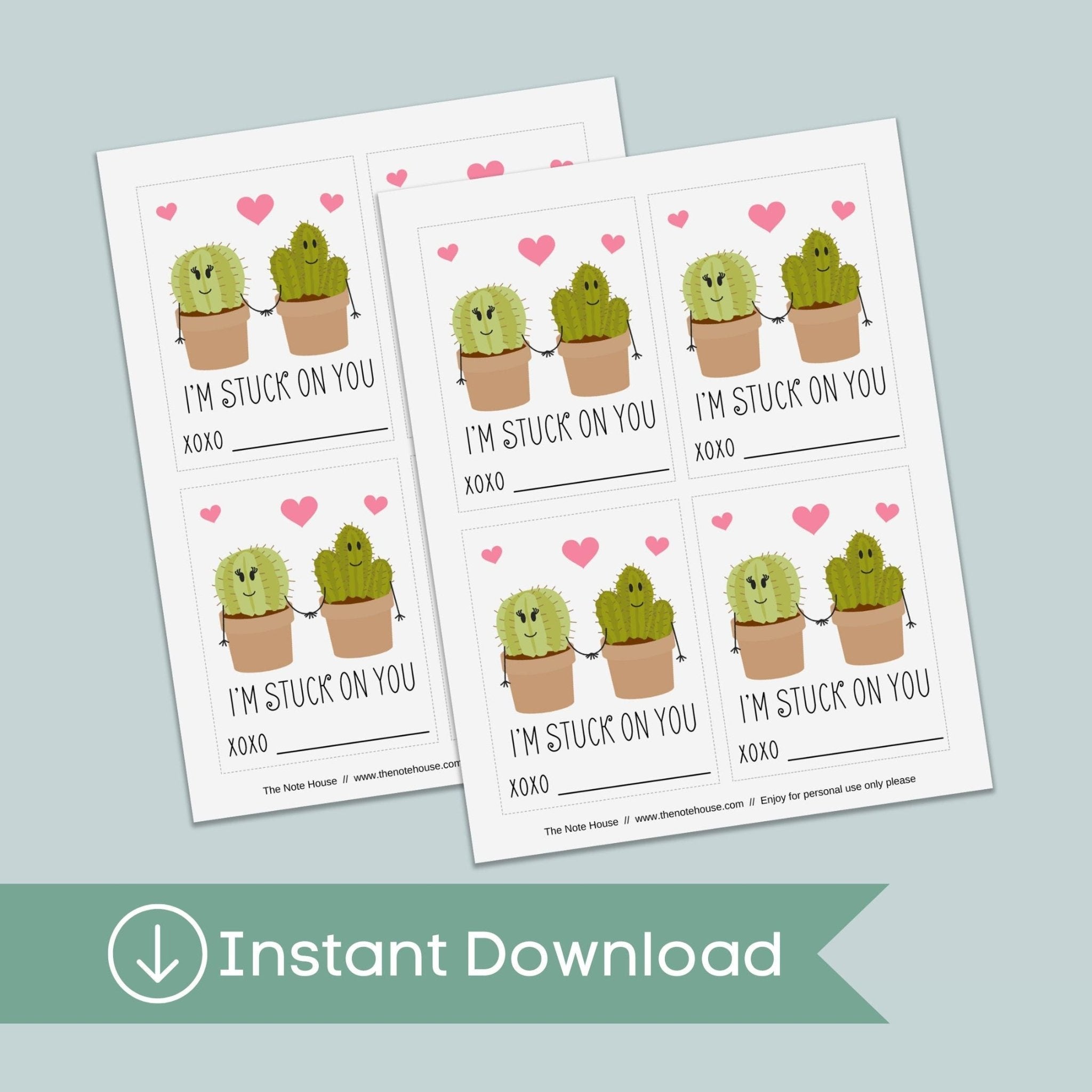Cactus - Classroom Valentine's Day Cards - Printable Instant Download ...