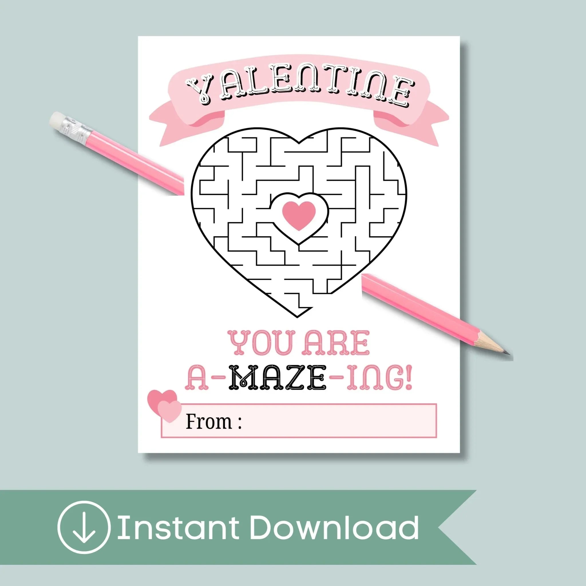 Maze - Classroom Valentine's Day Cards - Printable Instant Download ...