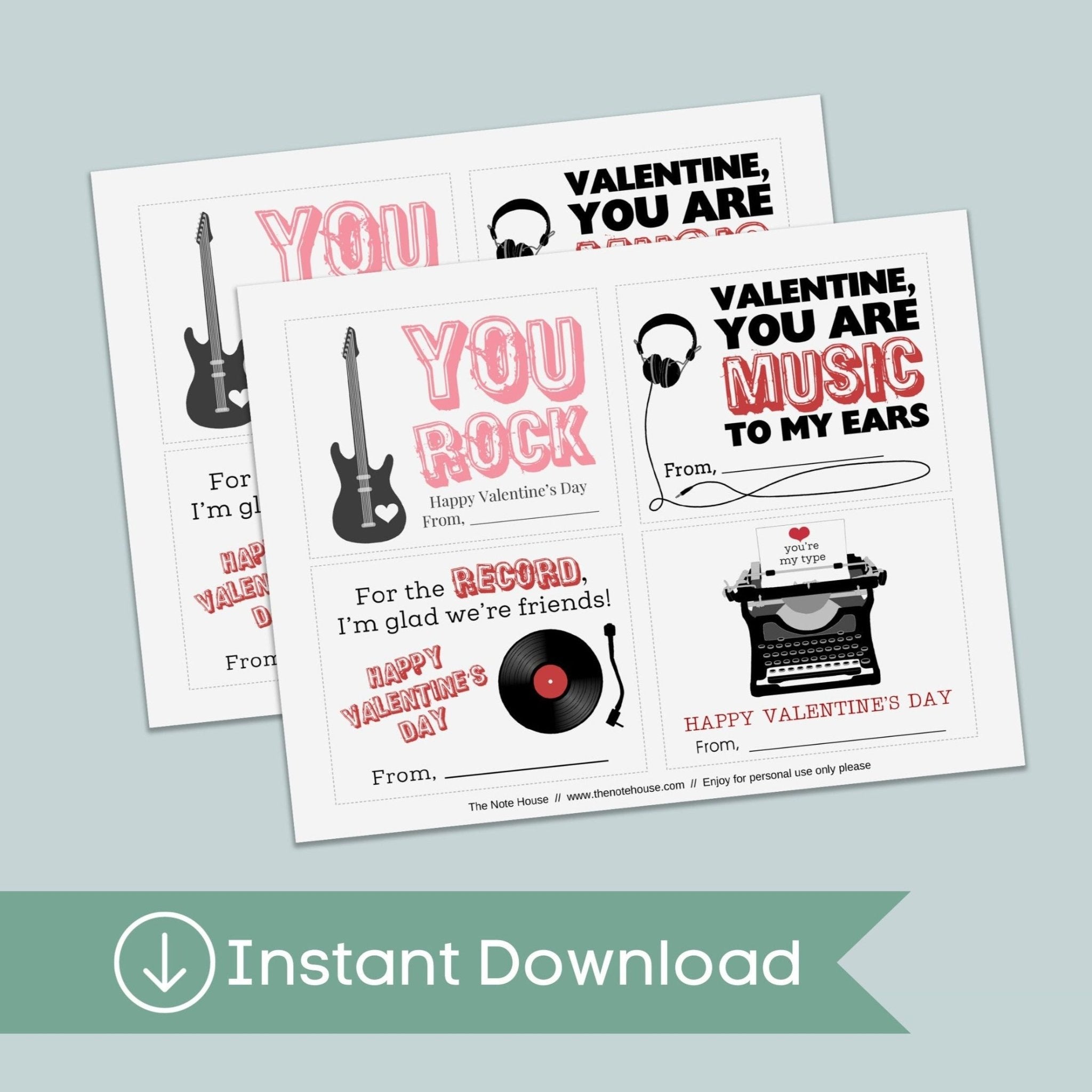 Retro - Classroom Valentine's Day Cards - Printable Instant Download ...