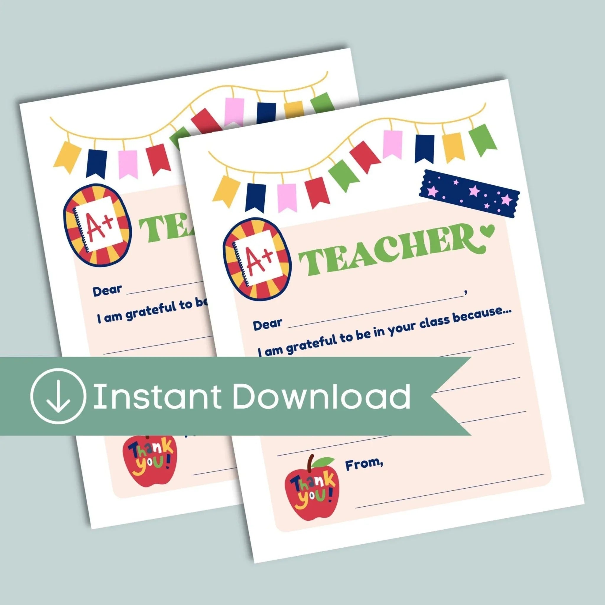 Thank You Teacher Letter - Printable Instant Download – The Note House