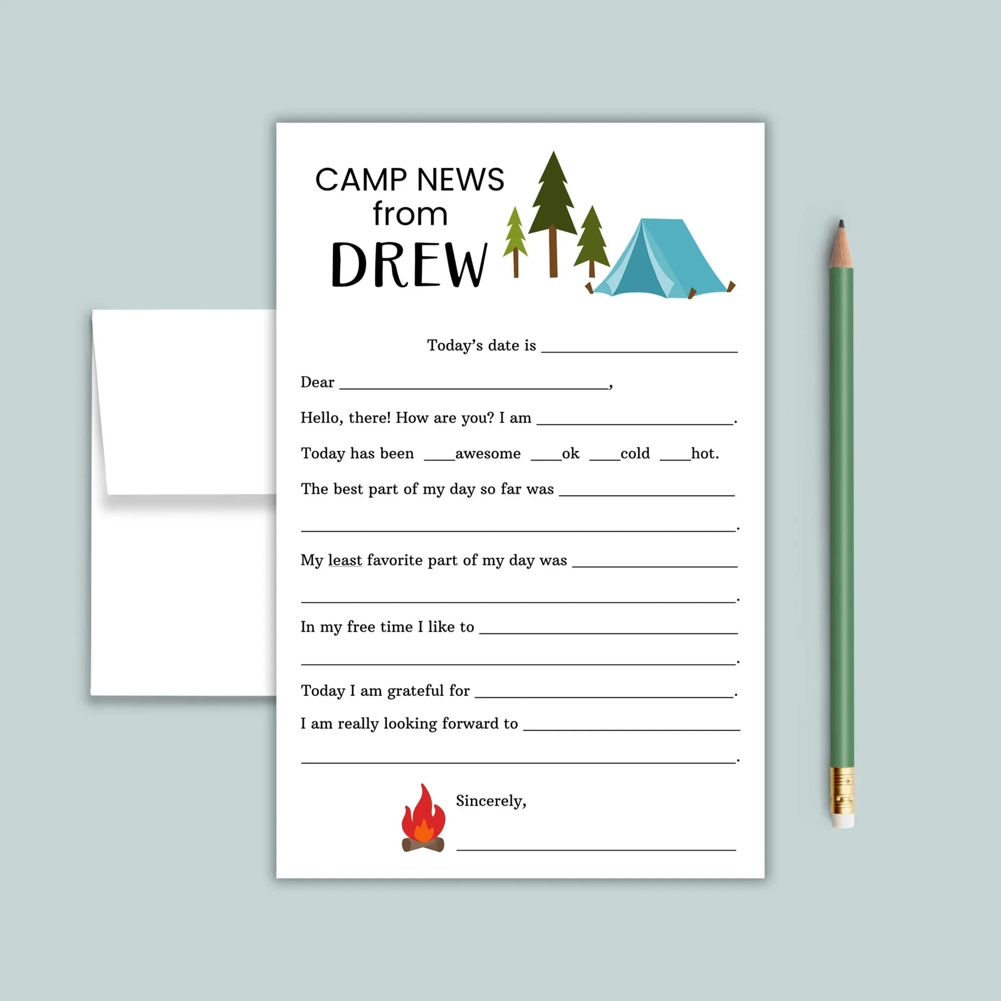 Camp Notes - Personalized Fill-in Camp Letter Template – The Note House