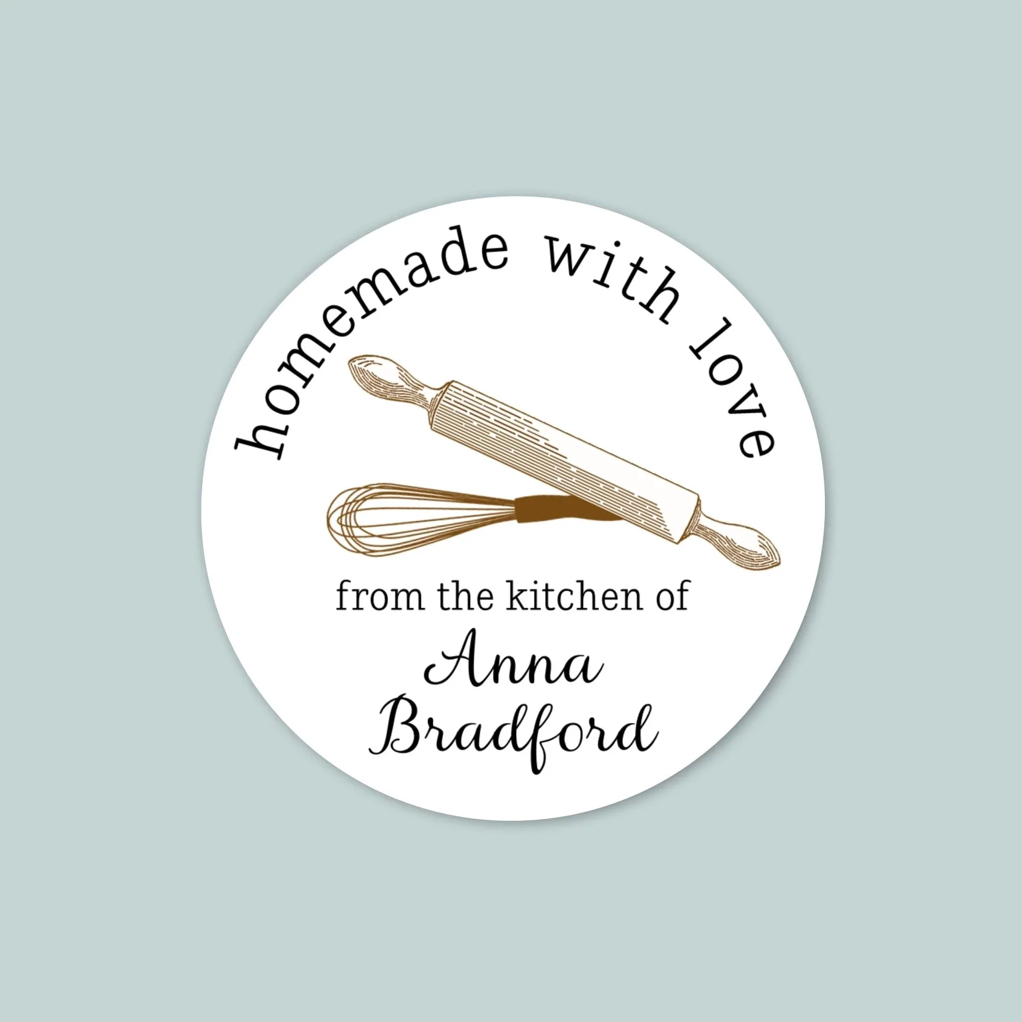 Rolling Pin and Whisk - Personalized Round Baking Gift Sticker – The ...