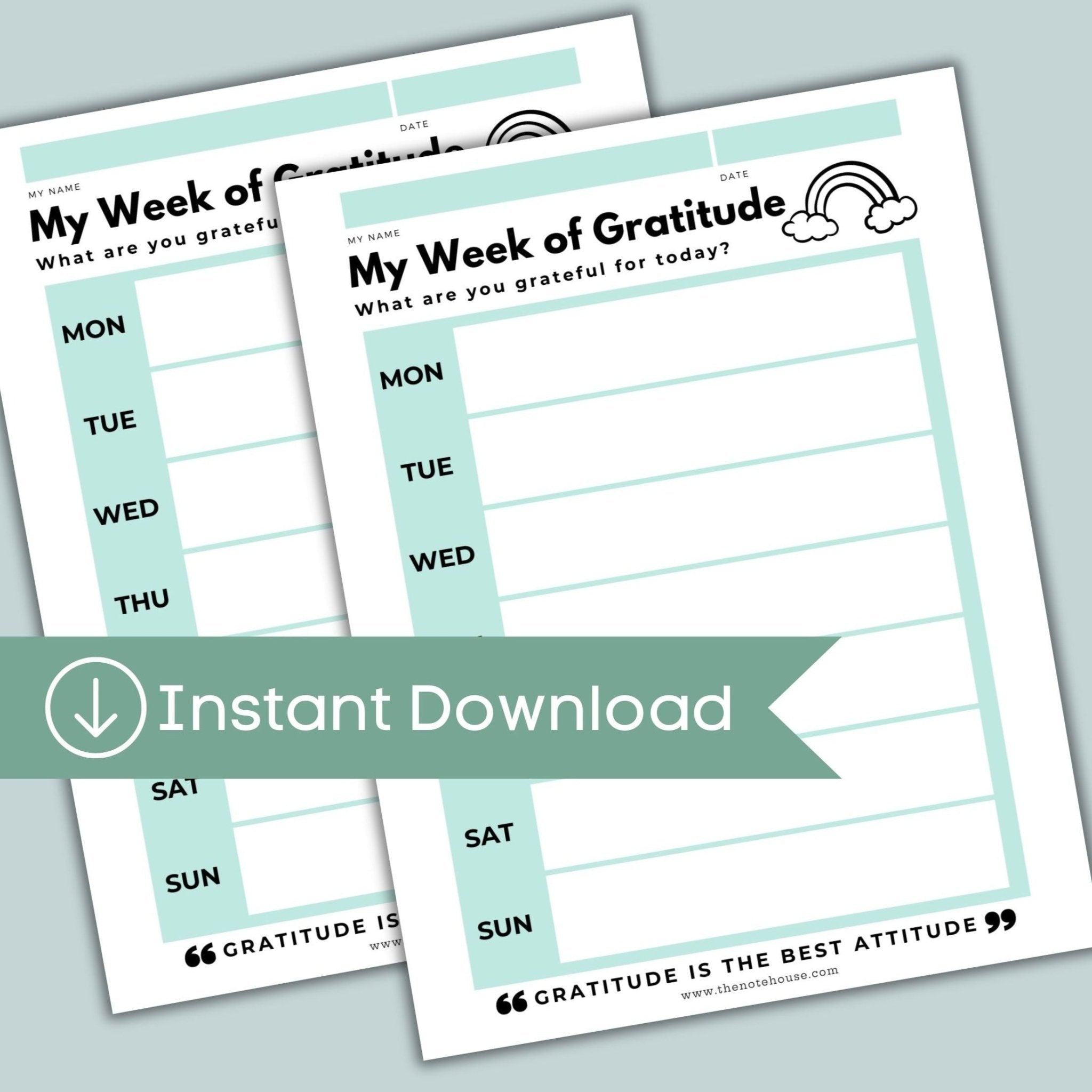 Weekly Gratitude Journal Chart for Kids - Printable Instant Download ...