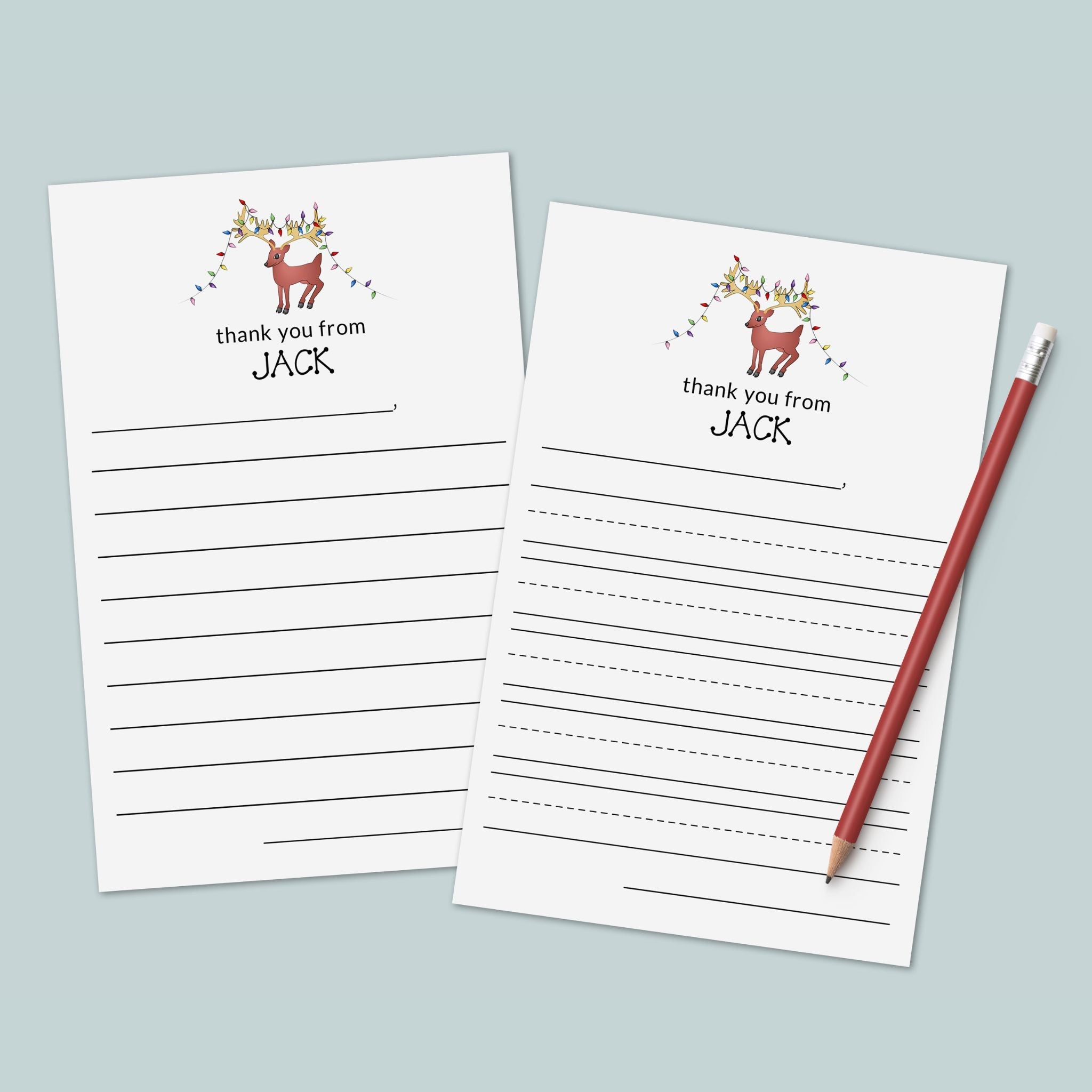 Holiday Reindeer - Personalized Lined Letter Writing Stationery – The ...