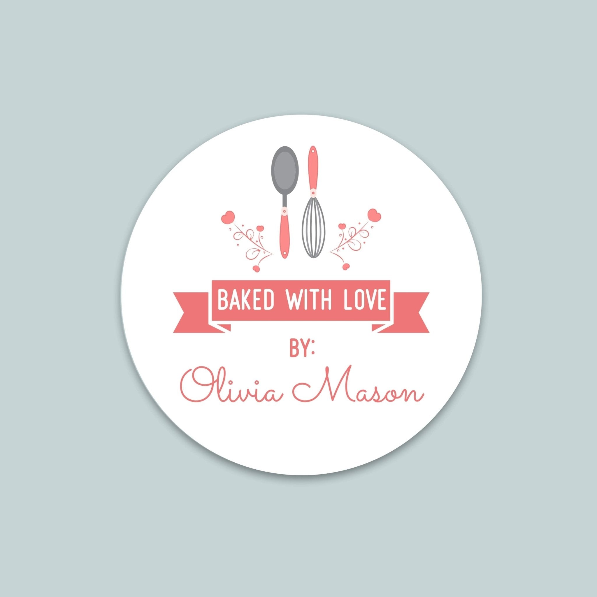Pink Ribbon - Personalized Round Baking Gift Sticker – The Note House