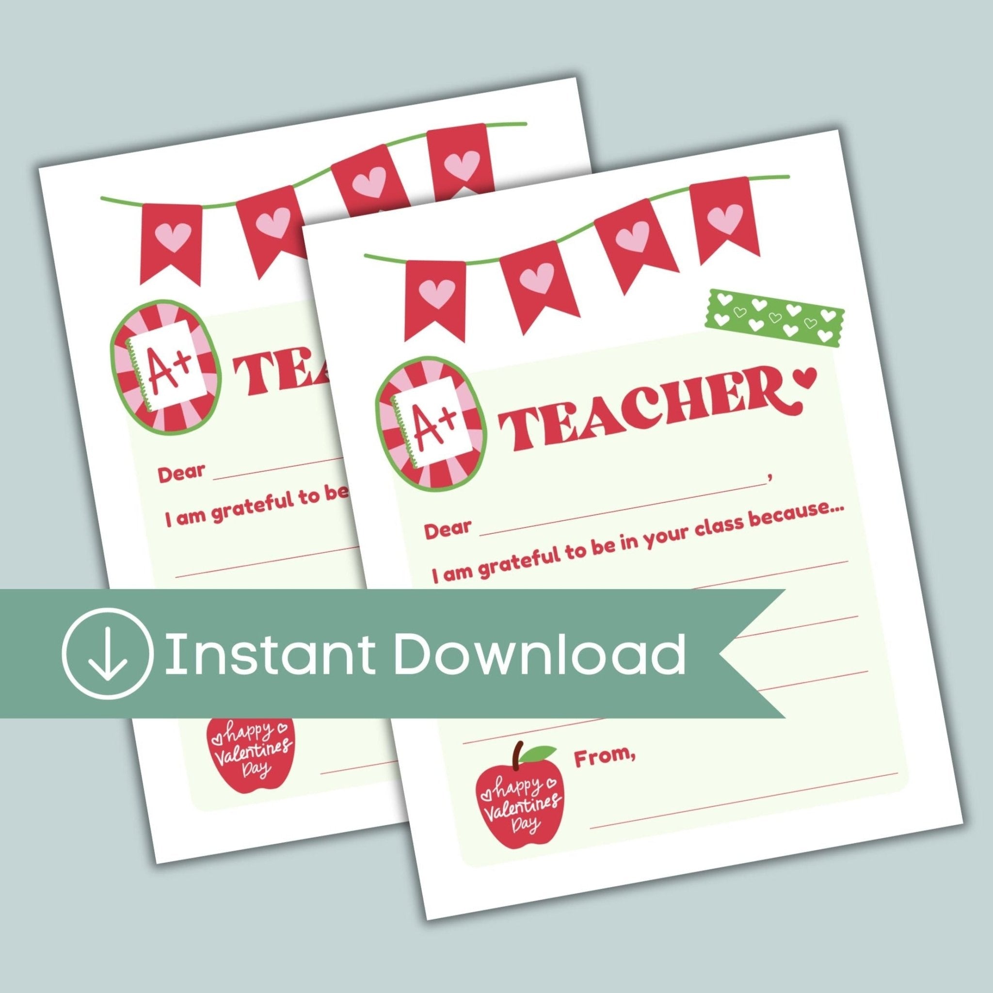 Teacher Valentine's Day Letter - Printable Instant Download – The Note ...